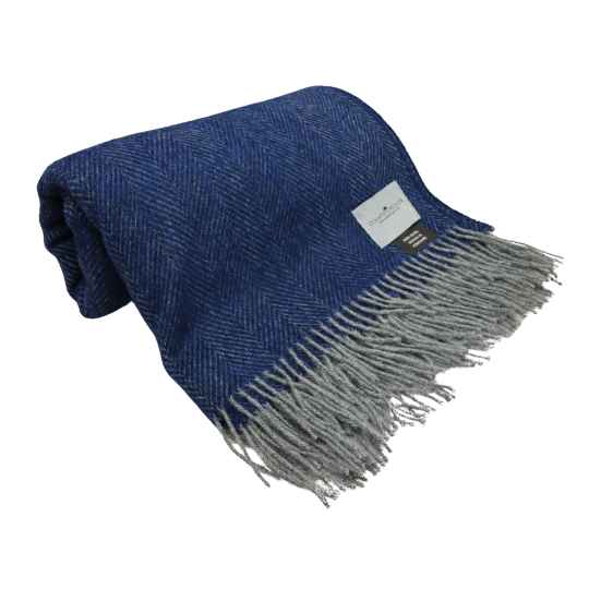 Midnight Herringone Wool Throw – Country Mouse