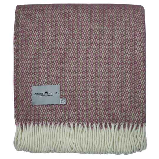 Raspberry and Sage Wool Throw – Country Mouse